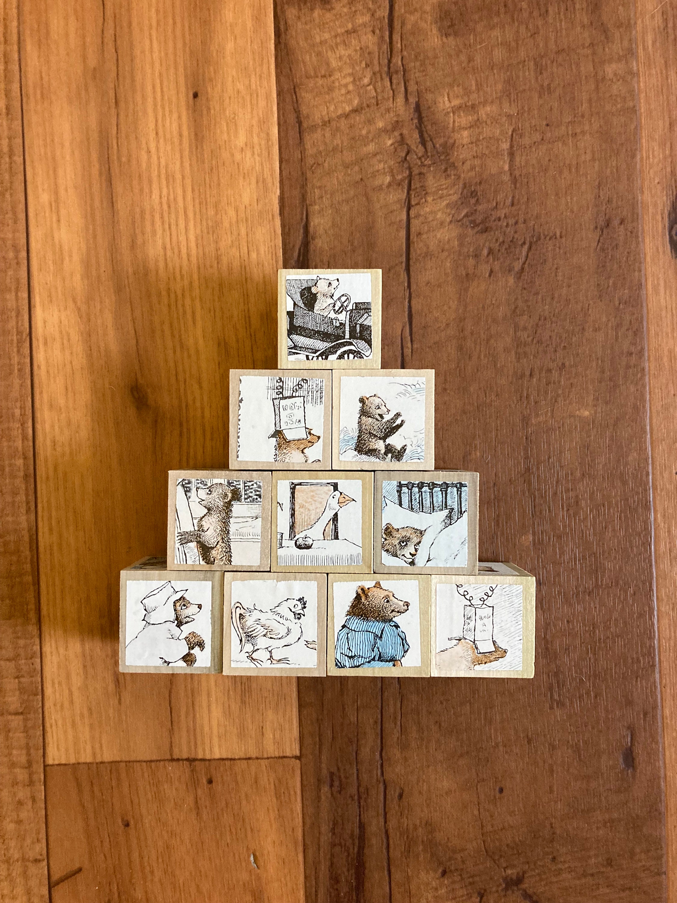 Little Bear Wooden Blocks, Nursery Blocks - Etsy