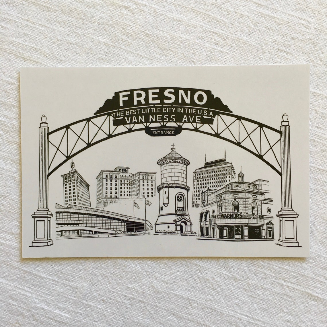 Fresno California Postcards, Van Ness Sign and Fresno Water Tower With ...