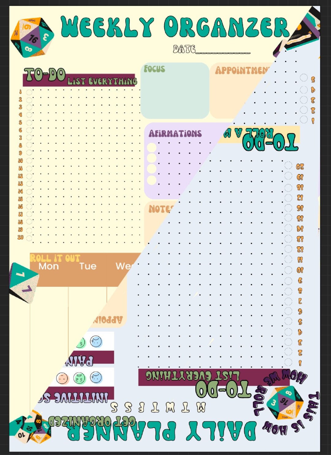Daily and Weekly Planner Using a D20 to Plan! "roll It Out!" Method ...