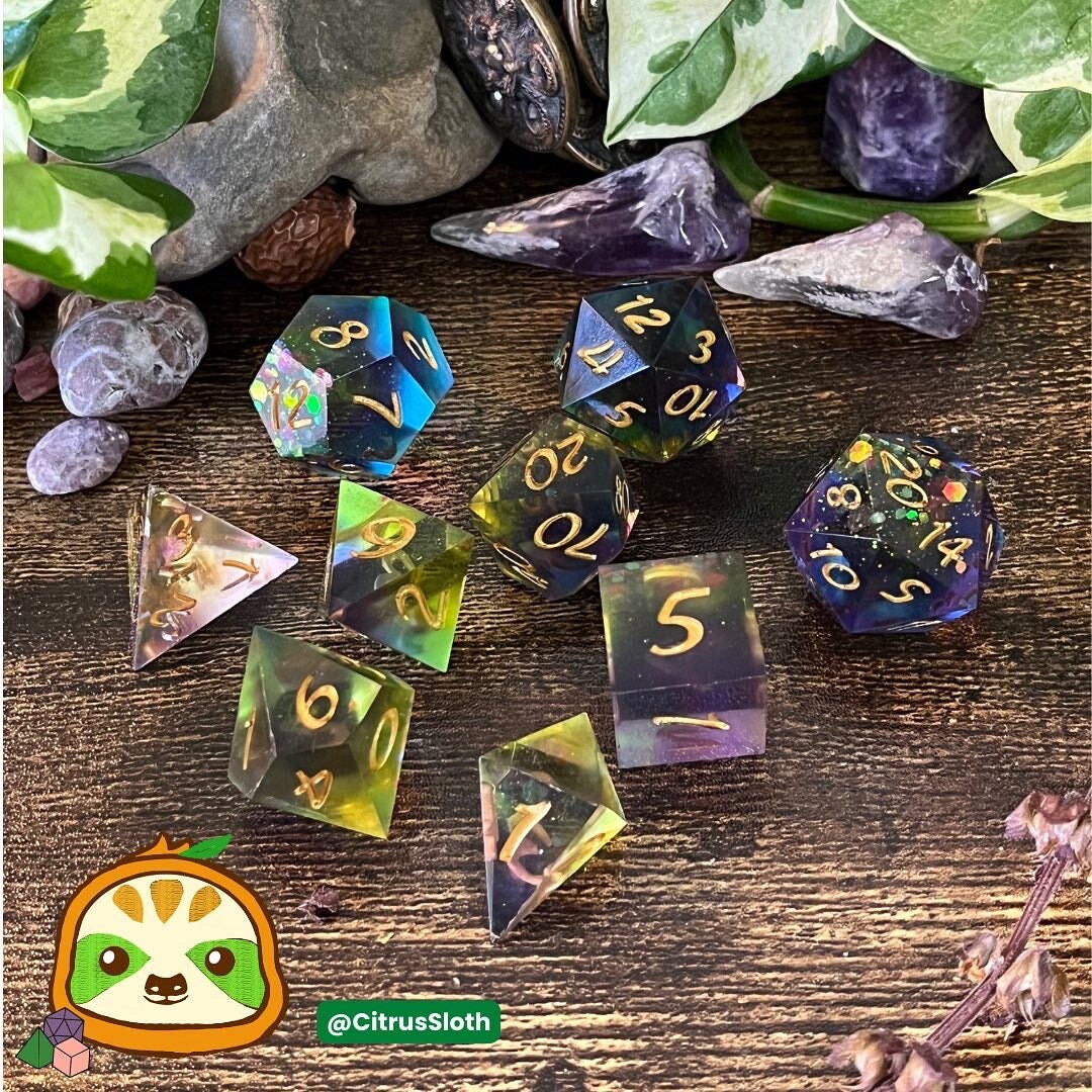 Stained Glass Rainbow Quarts Dice Set - Etsy