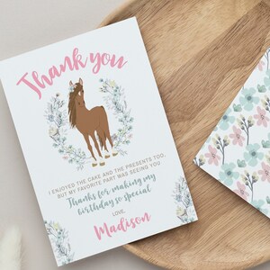 Horse Thank You Card Editable Template, Cowgirl Party Printables, Pony ...