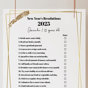 2025 Resolution Goals Editable Template, New Years Printables, New ...