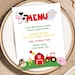 Farm Birthday Party Menu, Editable, Farm Animals Dinner Menu, Barnyard ...