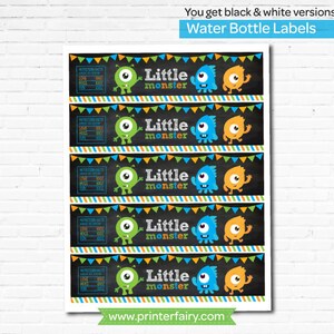 Little Monster Water Bottle Labels Little Monster 1st - Etsy