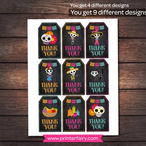 Day of the Dead Favor Tags Dia De Los Muertos Thank You Tags - Etsy