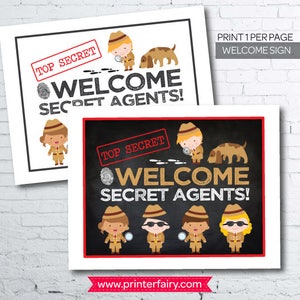 Secret Agent Welcome Sign SET of 2, Detective Birthday Party, Spy Party ...
