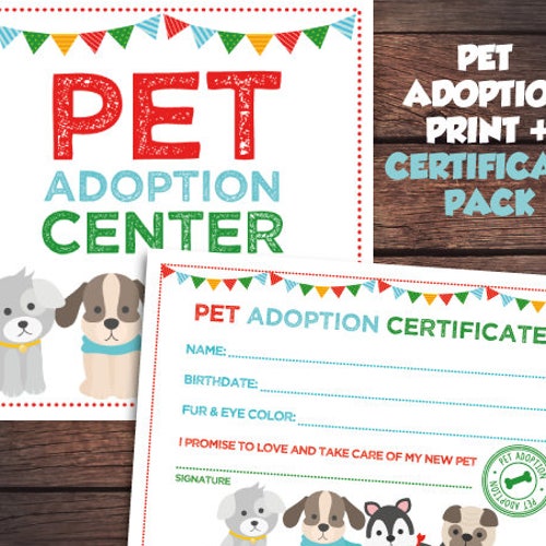 Puppy Birthday Party Adopt a Pet Sign Pet Adoption - Etsy