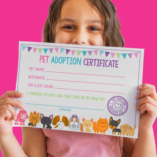 Stuffed Animal Adoption Certificate - Etsy