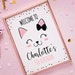 Kitty Cat Welcome Sign, EDITABLE, Kitty Birthday Decorations, Digital ...