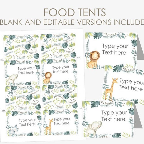Safari Food Labels Safari Animals Buffet Food Cards Safari | Etsy UK