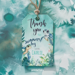 Sea Turtle Birthday Favor Tags, Under the Sea Editable Party Favors ...