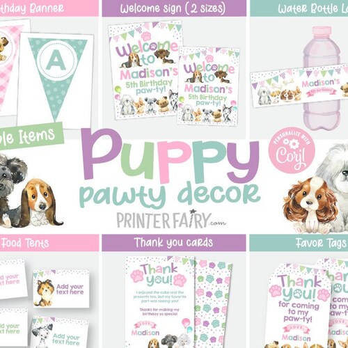 Puppy Pawty Favor Tags Dog Birthday Party Pet Adoption Party | Etsy