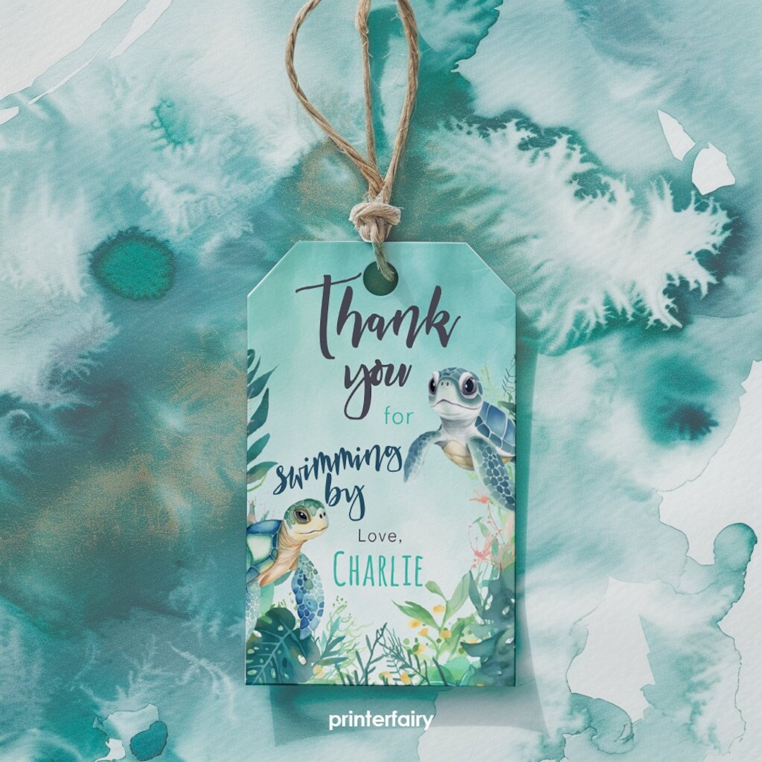 Sea Turtle Birthday Favor Tags, Under the Sea Editable Party Favors ...