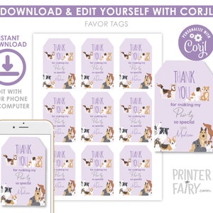 Puppy Adoption Birthday Favor Tags, It's a Paw-ty! Pet Adoption Party ...