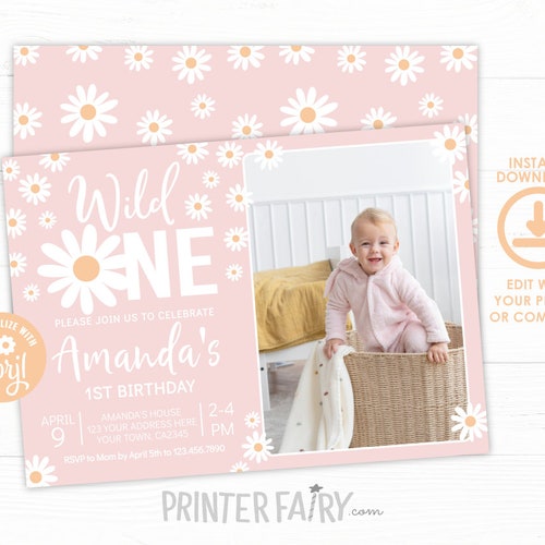 Editable Daisy Birthday Party Invitation. Daisy First Birthday - Etsy