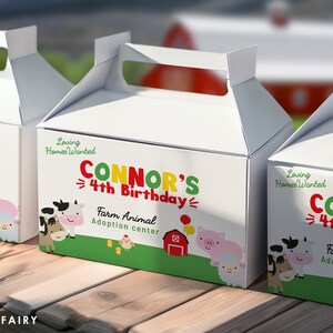 Farm Birthday Party Favor Box Label, Editable, Farm Animals Party ...