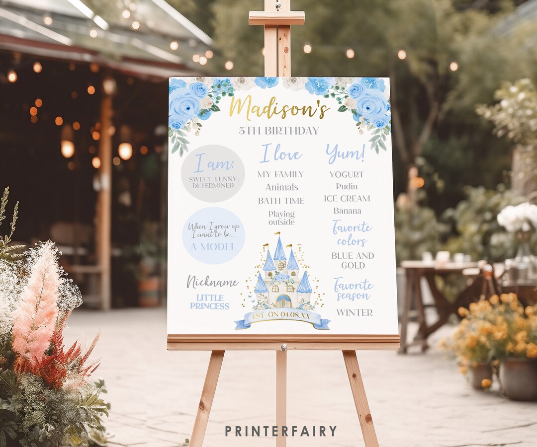 Princess Birthday Board Princess Castle Party Decorations - Etsy