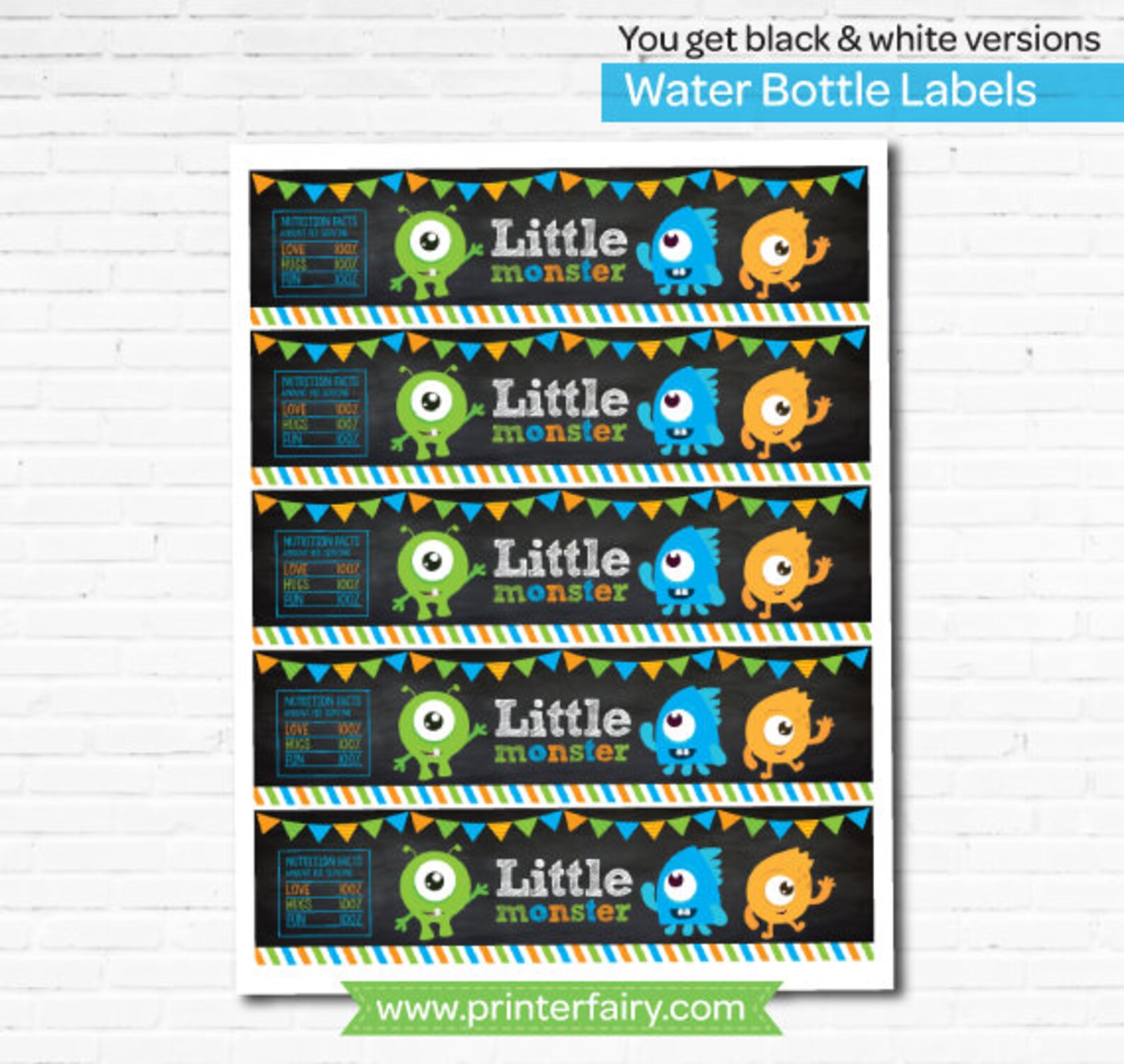 Little Monster Water Bottle Labels Little Monster 1st - Etsy