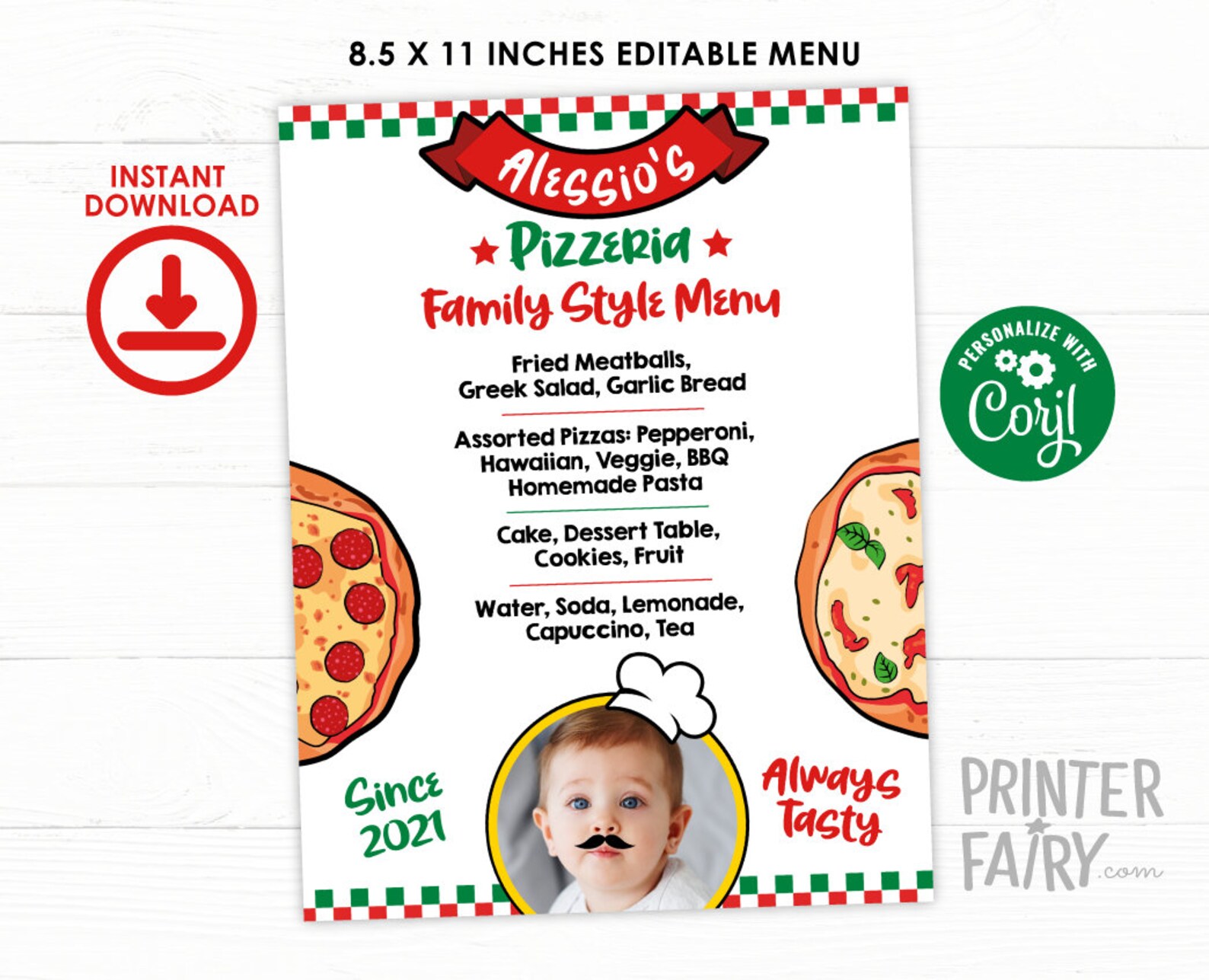 Pizza Party Menu Pizza Birthday Party Editable Menu - Etsy