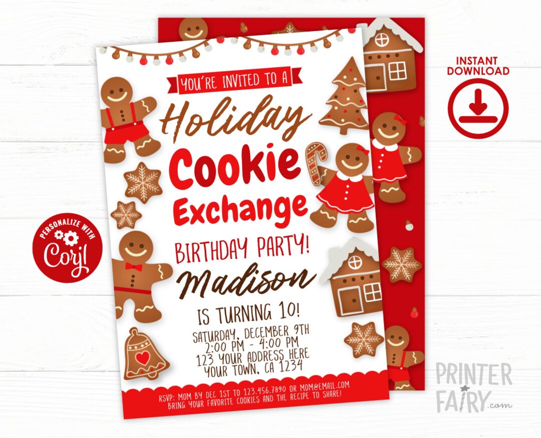 Editable Cookie Exchange Birthday Invitation (instant Download) - Etsy