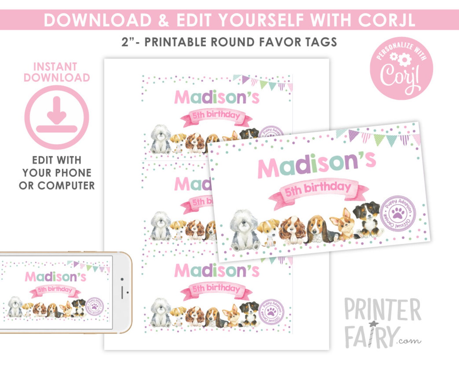 Puppy Adoption Party Box Labels Dog Birthday Party Pet - Etsy