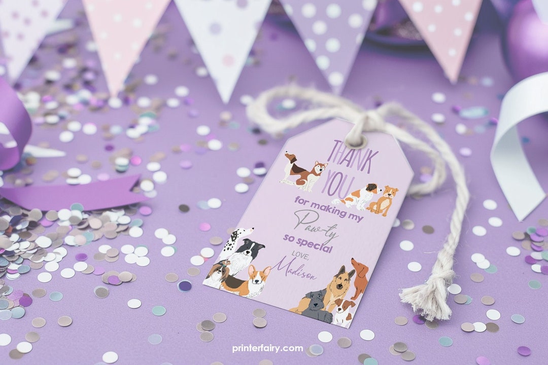 Puppy Adoption Birthday Favor Tags, It's a Paw-ty! Pet Adoption Party ...