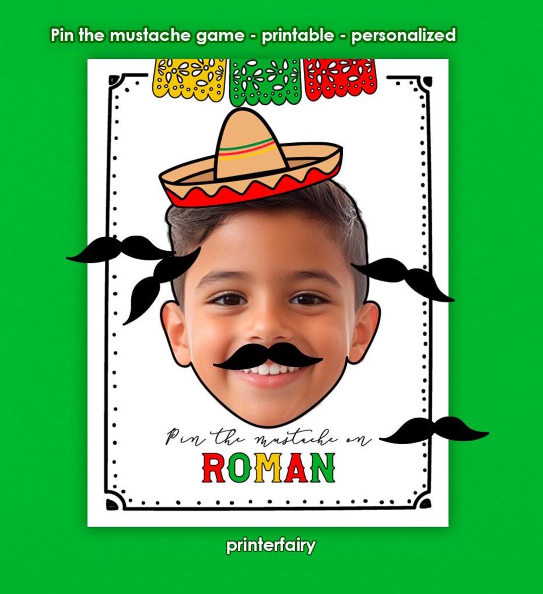 Pin the Mustache Party Game, Cinco De Mayo Printable Game for Any Age ...