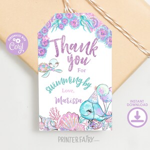 Under the Sea Birthday Party Favor Tags, Ocean Birthday Thank You Tags ...