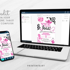 Editable Disco Cowgirl Party Invitation, Cowgirl Big Little Birthday ...