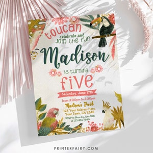 Tropical Birds Birthday Invitation, EDITABLE, Tropical Birthday ...