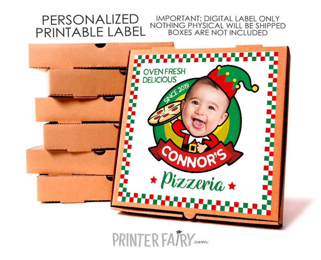 Christmas Pizza Box Printable Label, Pizza Birthday Party, Italian ...
