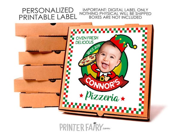 Christmas Pizza Box Printable Label, Pizza Birthday Party, Italian ...