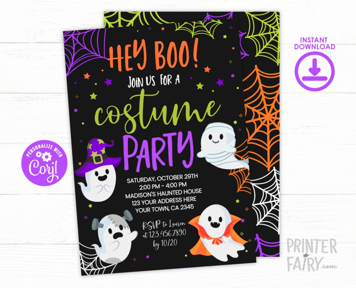 Halloween Invitation EDITABLE Costume Party Invitation - Etsy