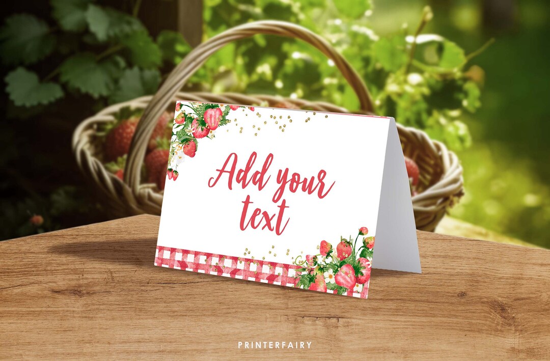 Strawberry Food Tents, Editable, Strawberry Label, Fruit Birthday Party ...