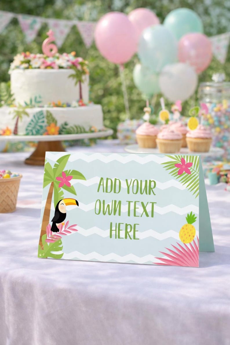 Tropical Ice Cream Party Food Labels, Editable Tent Cards (digital ...