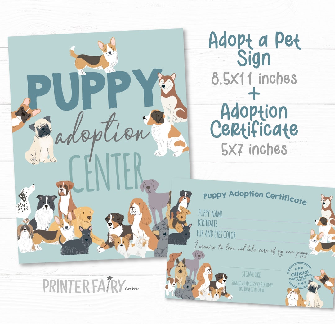 Puppy Adoption Certificate, Puppy Party Games, Adopt a Puppy Party Sign ...