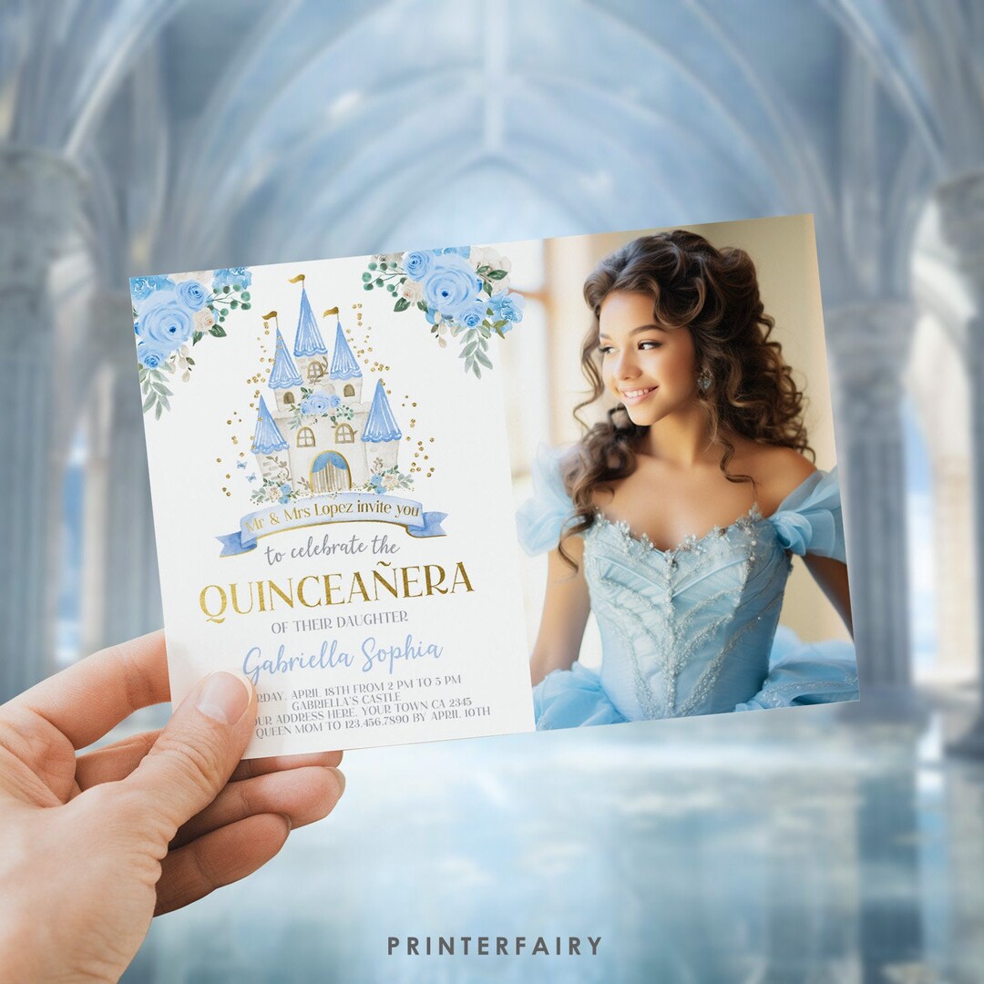 Quinceañera Invitation With Photo, Princess Castle Royal Party ...