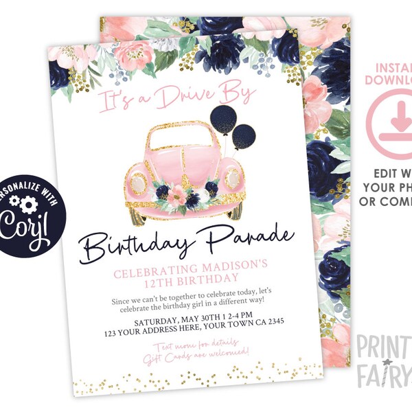 Drive by Birthday Parade Invitation - Etsy