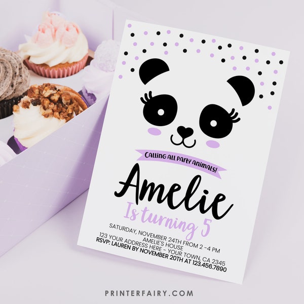 Panda Invitation - Etsy