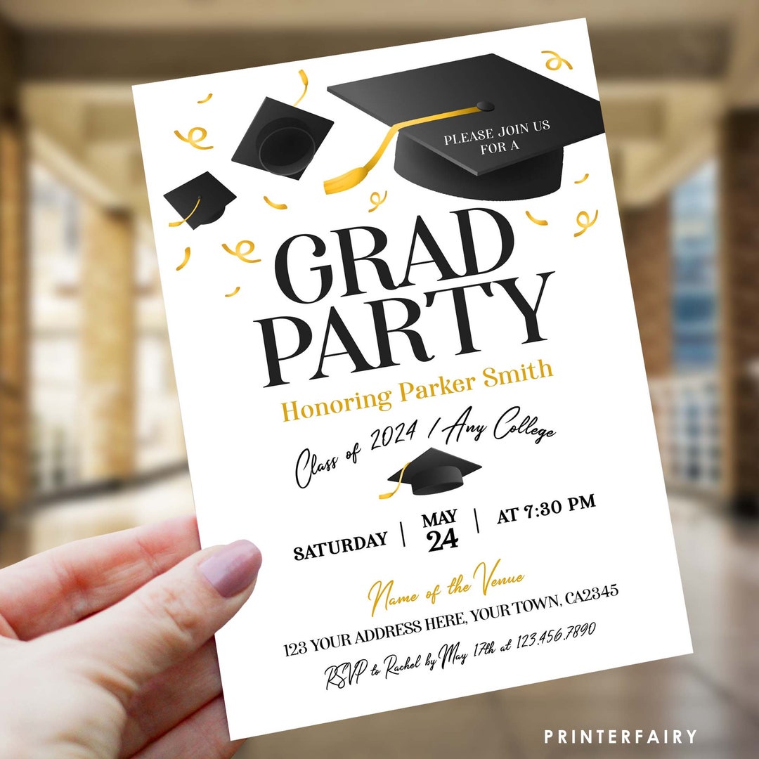 Graduation Party Invitation, Editable Template, College Graduation ...