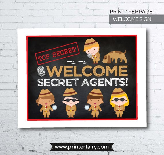 Secret Agent Welcome Sign SET of 2, Detective Birthday Party, Spy Party ...