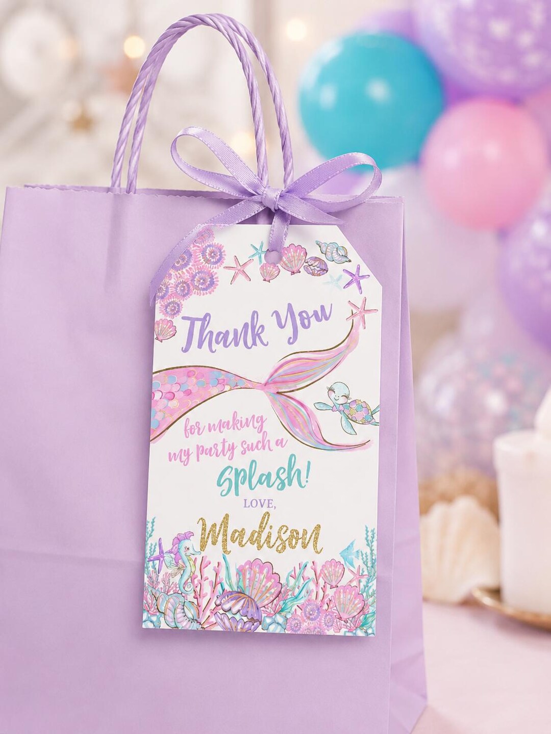 Editable Mermaid Favor Tags, Under the Sea Birthday (instant Download ...
