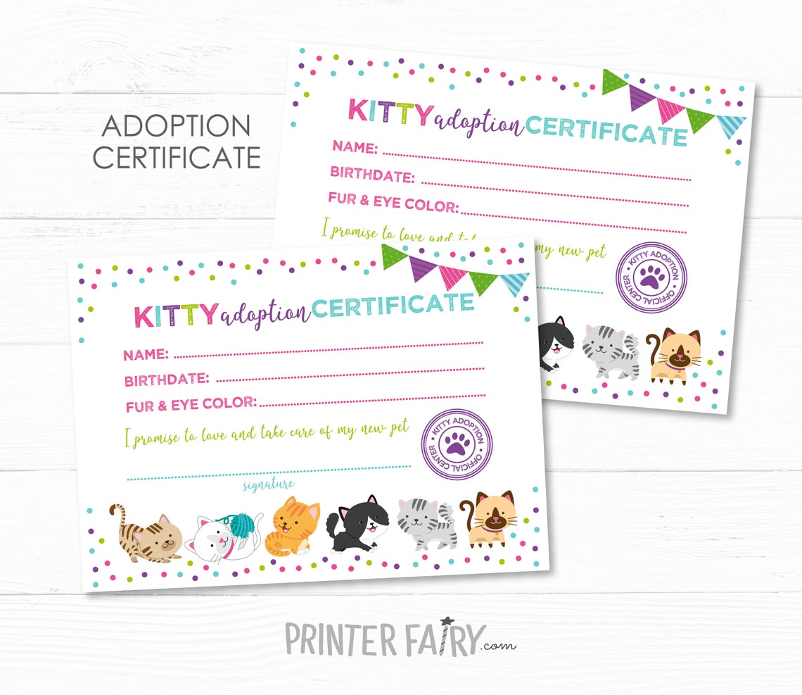 Kitty Cat Adoption Party Games Adopt a Kitty Party Cat - Etsy