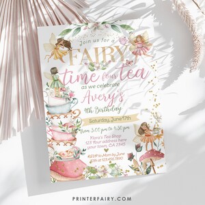 Editable Time Four Tea Partea 4th Birthday Invitation Fairytale ...