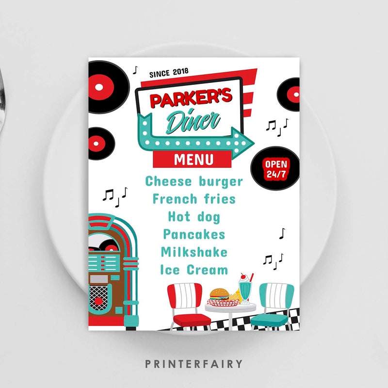 Retro Diner Kid Menu - Etsy