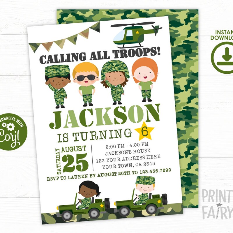 Camo Invitation - Etsy