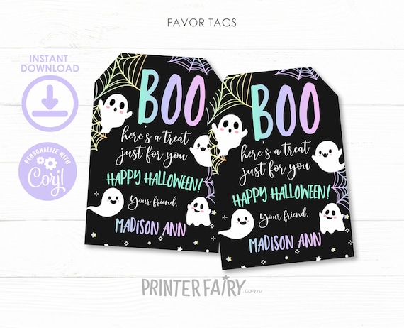 Hey Boo Favor Tags, Halloween Favor Tags, Ghost Party, Spooky Thank You ...