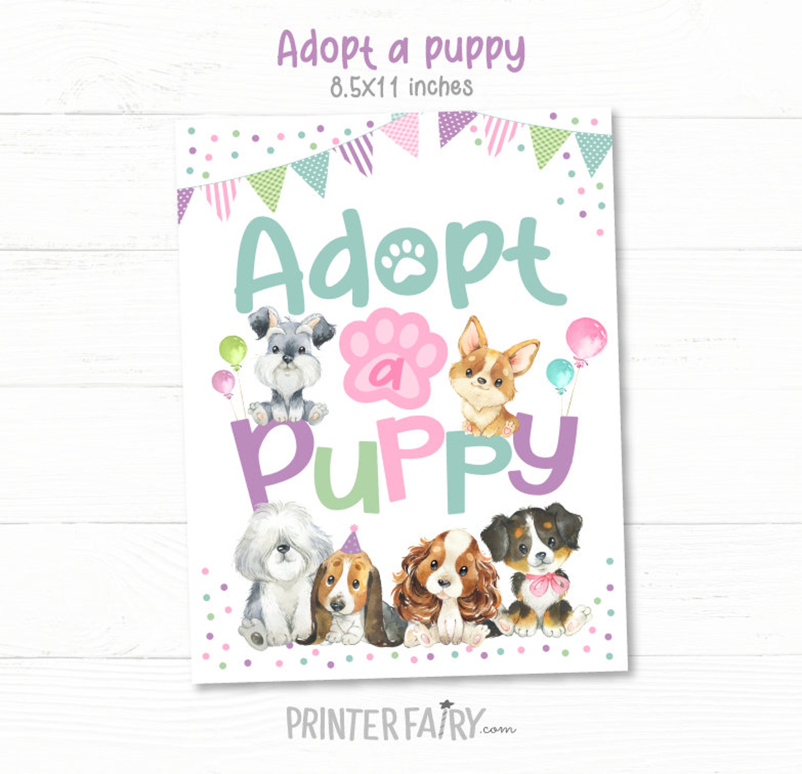 Puppy Adoption Certificate, Puppy Party Games, Adopt a Puppy Party Sign ...