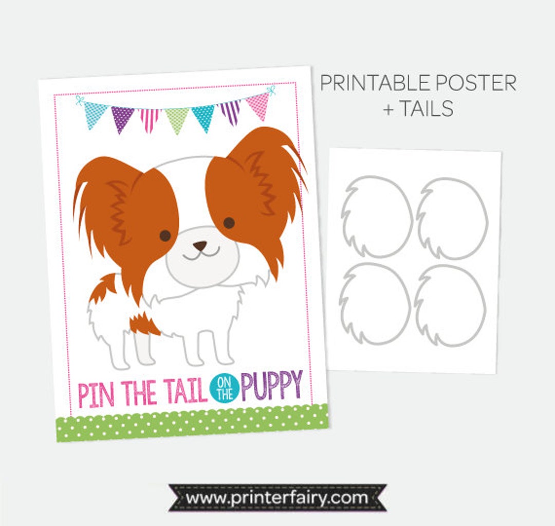 Pin the Tail on the Puppy, Pin the Tail Game, Printable Poster, Puppy ...