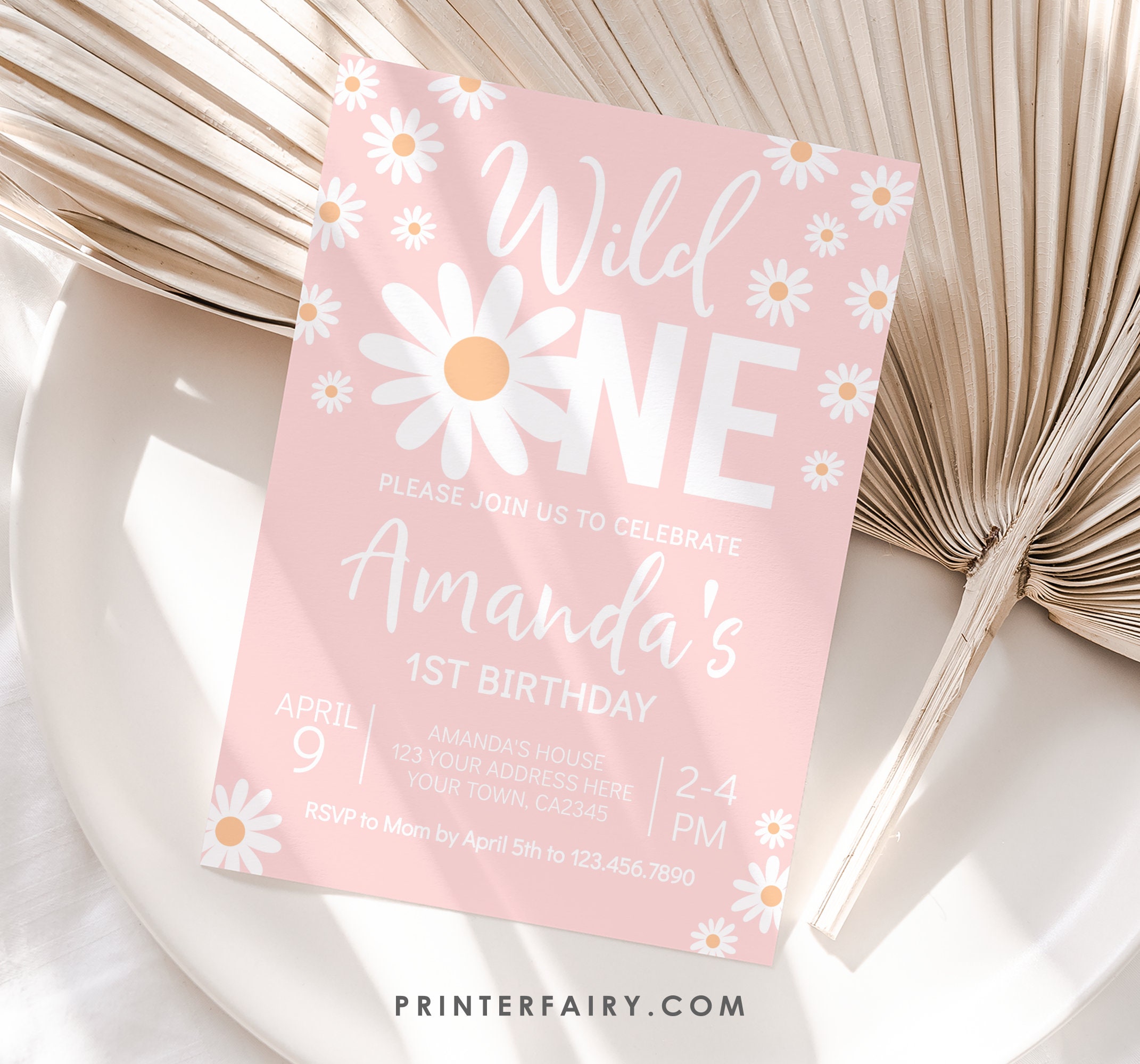 Daisy First Birthday Invitation, EDITABLE Daisy Birthday Invite, Wild ...